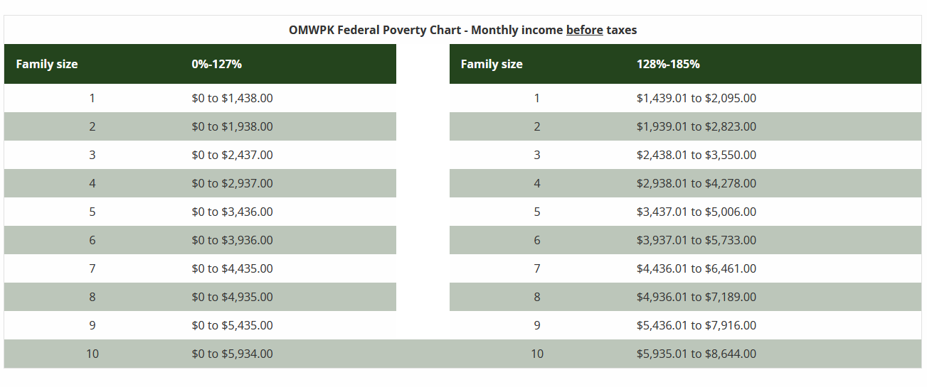 WHAT ARE THE INCOME LIMITS OF THE ON MY WAY PRE K GRANT Early